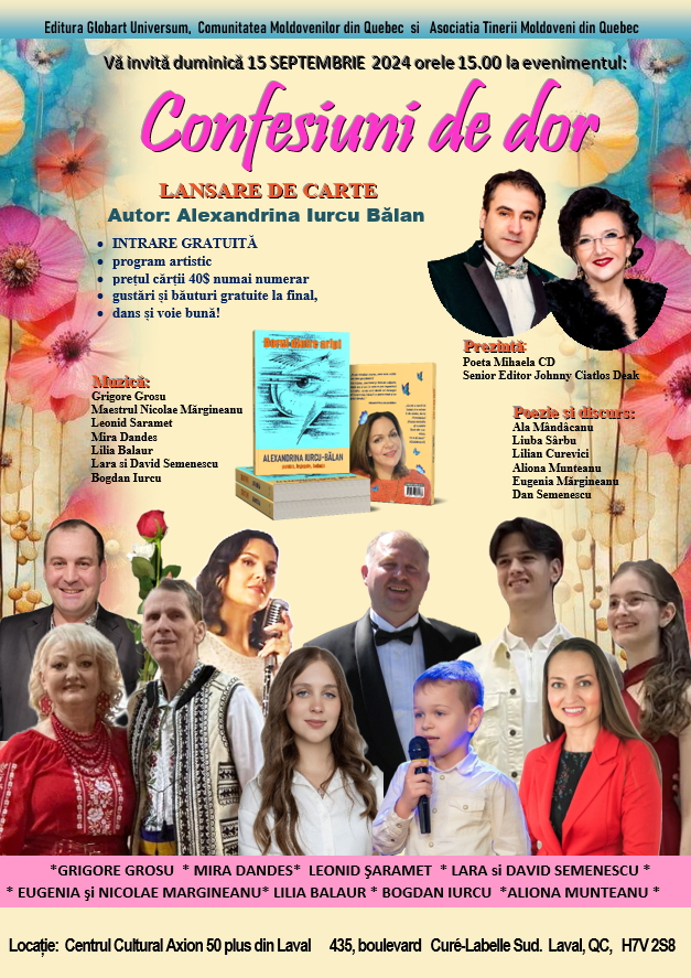 Lansare de carte -Dorul dintre aripi-ALEXANDRINA IURCU BALAN – Poezii ...